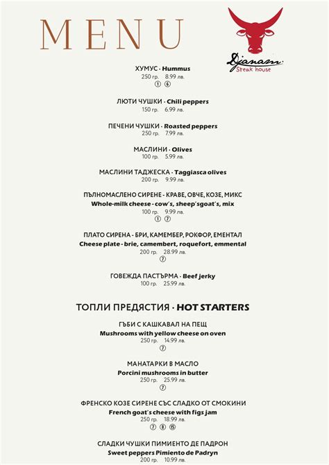 Djanam Steak House Дигитално меню за ресторант Дигитално меню за