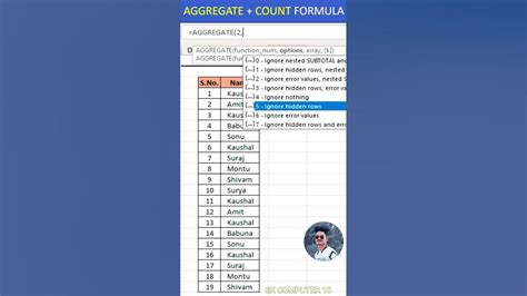 How To Aggregate Count Formula Use Windows11 Mircosoft Trendingshorts Youtube