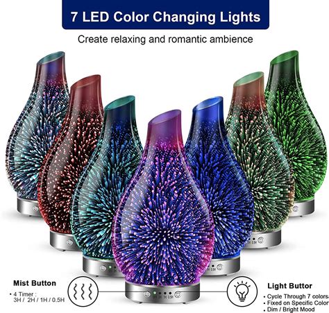 Maxwiner 3d Glass Essential Oil Diffuser Ultrasonic Aromatherapy With