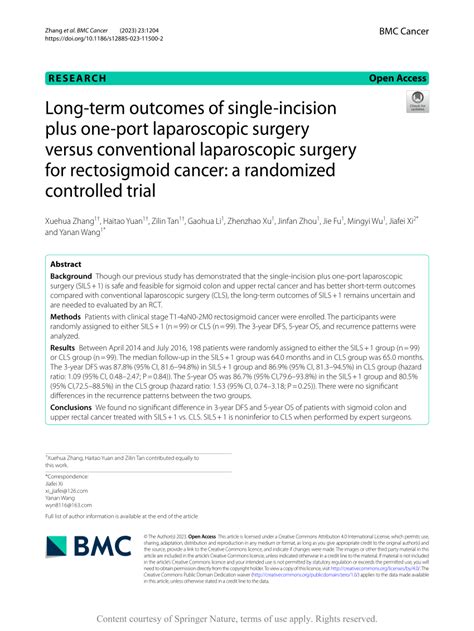 Pdf Long Term Outcomes Of Single Incision Plus One Port Laparoscopic