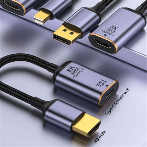 Vedio Adpter Usb C เป็น Hdmi สาย2 1ที่เข้ากันได้ Dp Minidp ถึง Hdm สายแปลงสัญญาณตัวเมีย8k 60hz