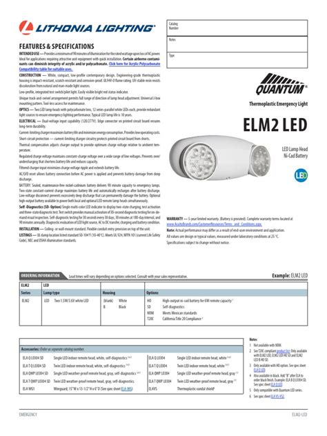 Elm2 Led Features And Specifications Pdf Battery Charger Light