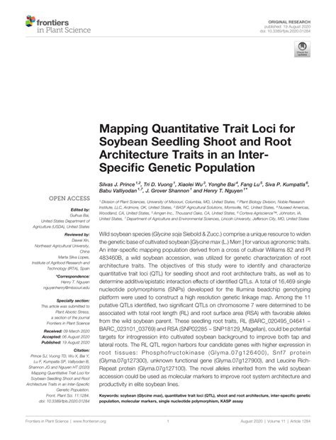 Pdf Mapping Quantitative Trait Loci For Soybean Seedling Shoot And