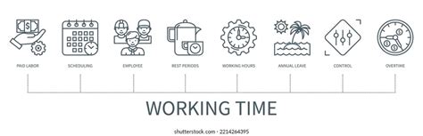 Working Time Concept Icons Paid Labor Stock Vector Royalty Free 2214264395 Shutterstock