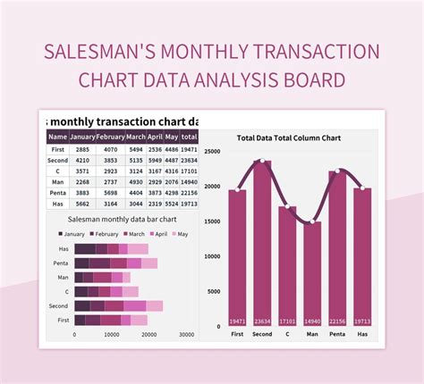 Salesmans Monthly Transaction Chart Data Analysis Board Excel Template