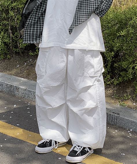 얇은 여름 벌룬핏 나일론 카고 파라슈트팬츠 밴딩바지 에이블리