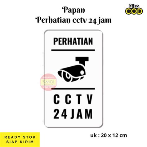 Jual Sign Akrilik Perhatian Cctv 24 Jam Sign Peringatan Cctv Kuning Tx Hitam Kota