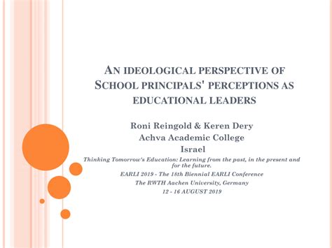 Pdf An Ideological Perspective Of School Principals Perceptions As