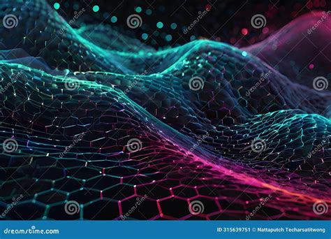Abstract Wave Of Particles And Lines Hexagon Big Data Network Or Connection Widescreen