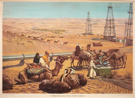 Saudi Arabia Oil Field In Saudi Arabia Large Colour Print 1954
