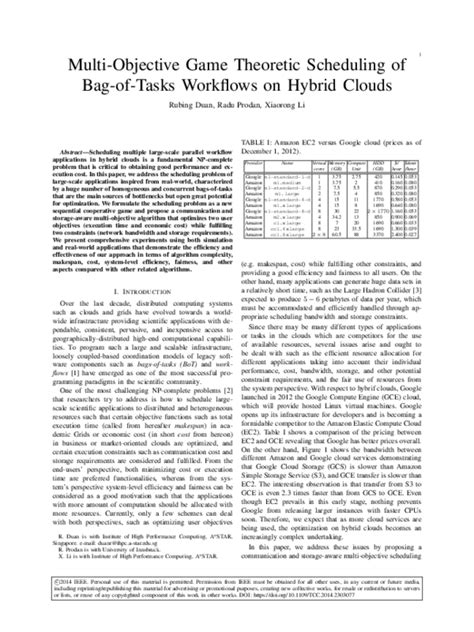 Pdf Multi Objective Game Theoretic Schedulingof Bag Of Tasks