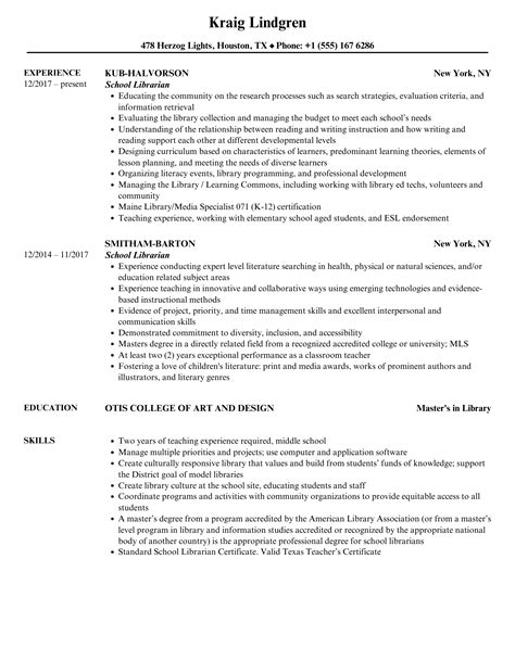 School Librarian Resume Samples Velvet Jobs