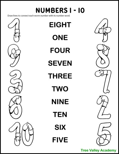 Number Names 1 To 10 Worksheet