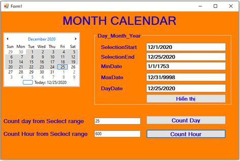 Cách Dùng Datetimepicker Monthcalendar Trong C Winforms