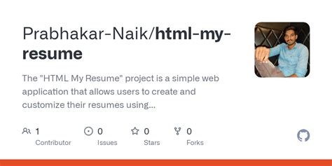 GitHub Prabhakar Naik Html My Resume My Resume Through Html