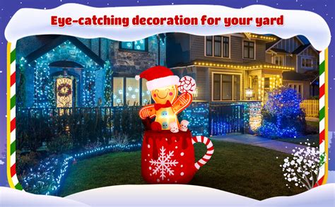 Crowye 6 Ft Christmas Inflatables Gingerbread Inflatable