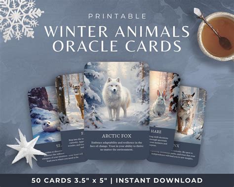 Spirit Animal Oracle Card Deck Printable Cards With Winter Animals In