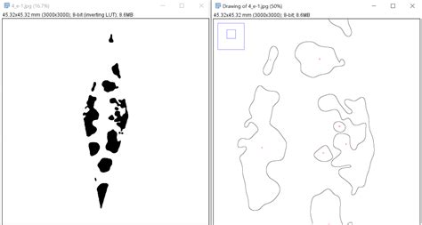 particle analyzer counts some black and some white areas image
