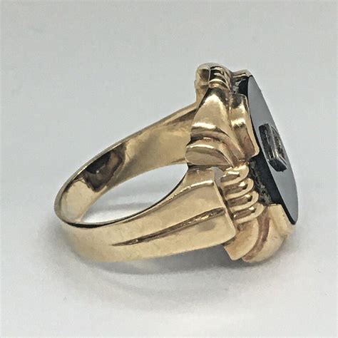 Ostby Barton 10k Gold Onyx Diamond Ring Art Deco 1920s 6 6 Gram For Sale At 1stdibs Ostby