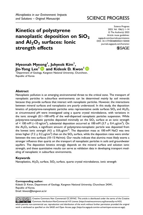 Pdf Kinetics Of Polystyrene Nanoplastic Deposition On Sio 2 And Al 2 O 3 Surfaces Ionic
