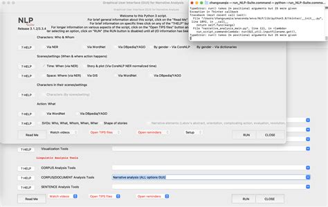 Narrative Analysis Tool Doesnt Work And Reports Exception In Tkinter