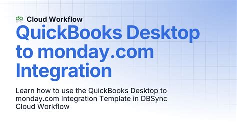 QuickBooks Desktop To Monday Integration Cloud Workflow