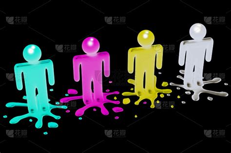 三维图形 Cmyk颜色 人 概念 性格 点状 水平画幅 形状 墨水 卡通