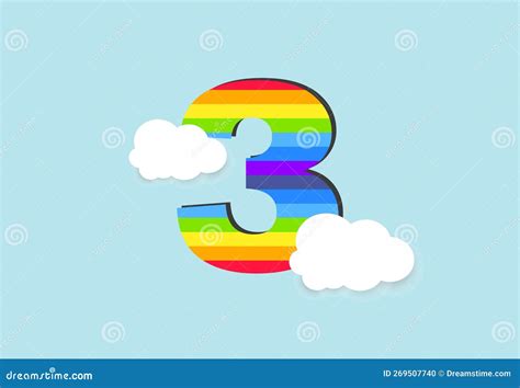 Number 3 Rainbow Counting Learn Object Design Abstract Rainbow Number