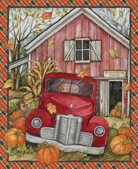 Harvest Red Truck Pumpkin Shed Panel By Susan Winget From Springs