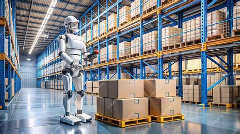 Robot Managing Logistics In A Warehouse Optimizing Distribution With Automation And Technology