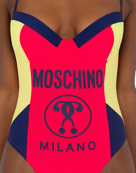 Double Question Mark Colour Block One Piece Swimsuit Shop Online
