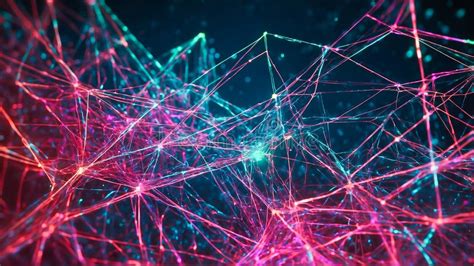 Futuristic Scientific Wallpaper With Colorful Plexus Lines Mesh Abstract Tech Neural Network