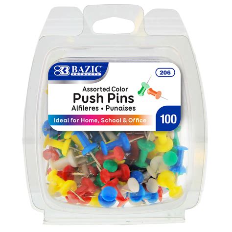 Bazic Products Assorted Small Push Pins 100 Pk Do It Best Barbados