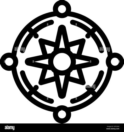 Compass Rose With A Star Design Indicating Eight Cardinal Directions