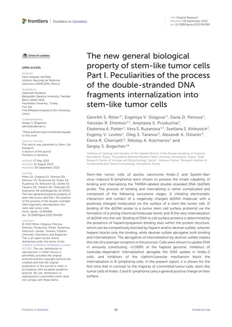 Full Article The New General Biological Property Of Stem Like Tumor