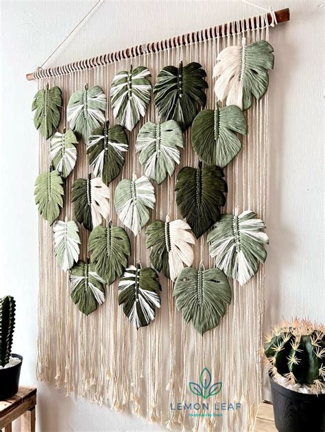 Monstera Leaf Wall Hanging Macrame Large Leaf Macrame Wall Art