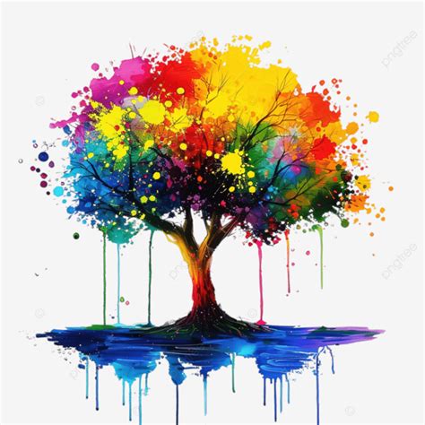 창의적인 표현을 위한 페인트 물방울이 있는 다채로운 나무 화려한 나무 페인트 Png 일러스트 및 이미지 에 대한 무료 다운로드 Pngtree