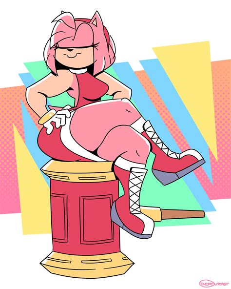 Rule 34 Amy Rose Breasts Closed Eyes Female Fur Hammer Hand On Hip Hedgehog Ineptoutcast Sega