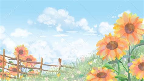 Summer Sunflower Hand Drawn Powerpoint Background For Free Download
