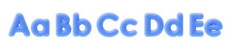 3d 블루 모피 대문자와 소문자의 푹신한 글꼴 Aa Bb Cc Dd Ee 퍼지 영어 Abc 알파벳 헤어 질감 자본과 부드러운 양모의 작은 글자는 교육 어린이를 위해
