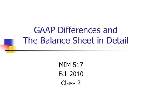 PPT GAAP Differences And The Balance Sheet In Detail PowerPoint