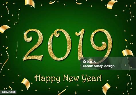 해피 뉴가 어 2019 벡터 일러스트 레이 션 디자인 우아함 황금 색상입니다 12월 31일에 대한 스톡 벡터 아트 및 기타