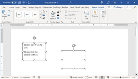 how to insert format and link text boxes in microsoft word make