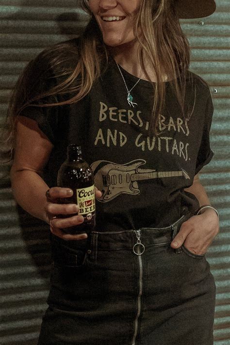 Beers Bars And Guitars Black T Shirt And Worn And Haggard