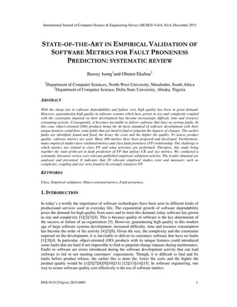 State Of The Art In Empirical Validation Of Software Metrics For Fault