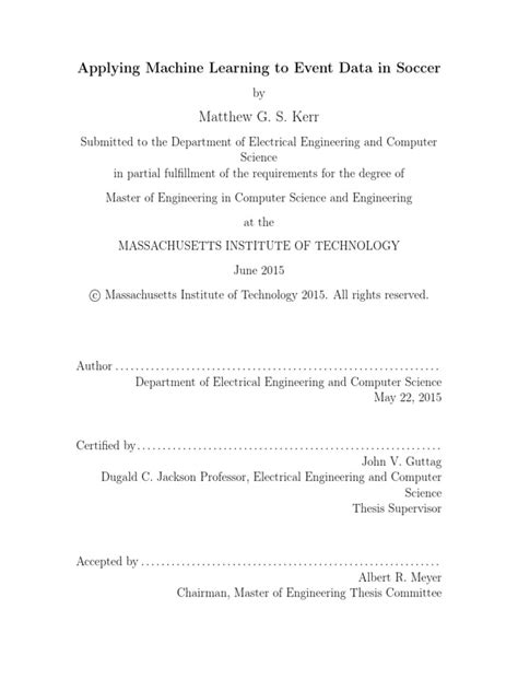 Applying Machine Learning To Event Data In Soccer Pdf Machine
