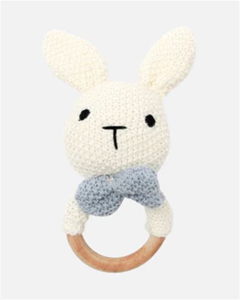 Bambini Ivory Bubu Bunny Knitted Rattle Toys Provides Teething Relief For Infants Extra 5 Off