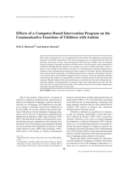 Pdf Effects Of A Computer Based Intervention Program On The