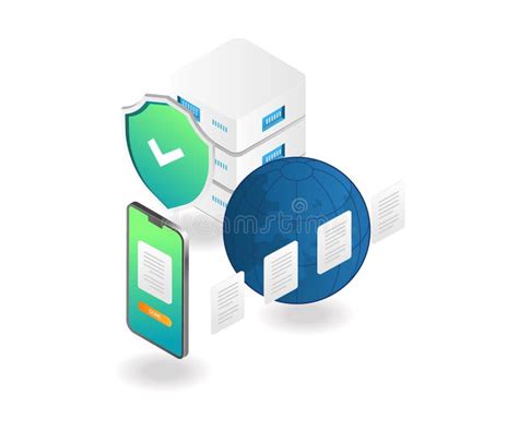 3d Flat Illustration Of Data Transfer Security Process Stock Illustration Illustration Of