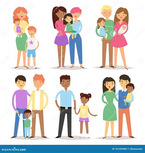 A Família Diferente Feliz Acopla Caráteres Ilustração Do Vetor Ilustração De Amor Filha